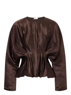 JOSEPH Gathered Waist Cropped Satin Top - Black