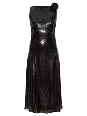 ROTATE BY BIRGER CHRISTENSEN Sequins Midi Flared Dress - Brown