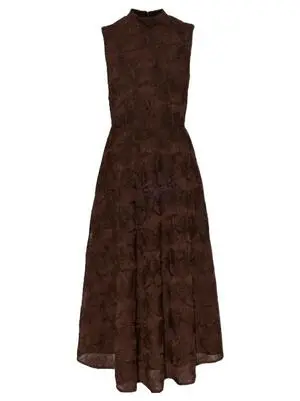 ROTATE BY BIRGER CHRISTENSEN Sleeveless Floral Appliqué Dress - Brown