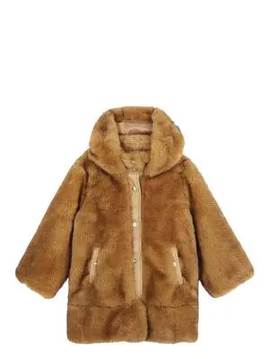 Chloé Faux Fur Hooded Coat - Brown