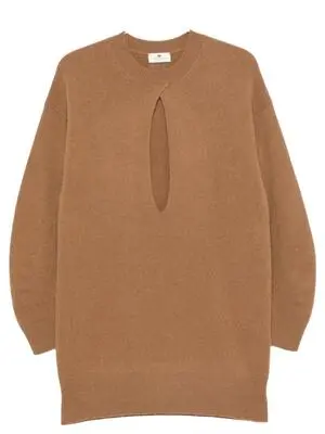 Elisabetta Franchi Knitted Dress With Chain Detail - Brown