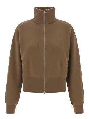Extreme Cashmere Cropped Zip Cardigan - Brown