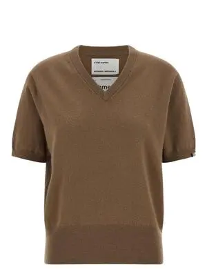 Extreme Cashmere Martina Short-sleeve V-neck Sweater - Brown