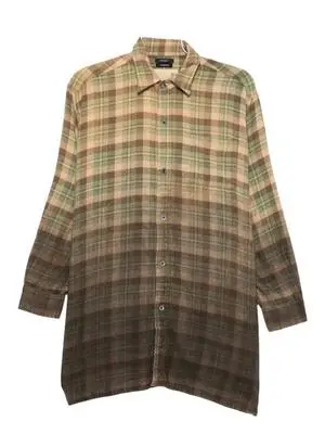R13 Check-print Distressed Effect Shirt - Khaki