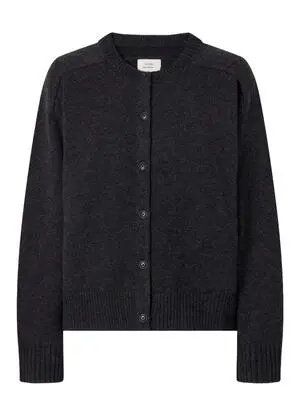 LOULOU DE SAISON LouLou De Saison Heather Dark Grey Wool Blend Crew Neck Knit Cardigan