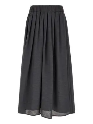 Peserico Peserico Midi Pleated Skirt With Contrast Side Bands Gray