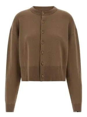 Extreme Cashmere Crew Neck Cardigan - Brown