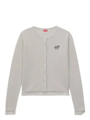 Kenzo Sounds' Embroidered Cardigan In Cotton Linen - Gray