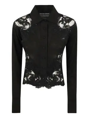 Ermanno Scervino Sheer Lace Panel Shirt - Black