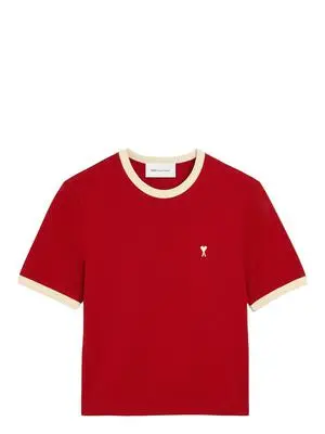 AMI Paris Short-sleeved T-shirt Ruby Red/ivory White