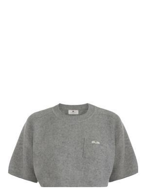 Elisabetta Franchi Cropped Boxy Knitted Top - Light Gray