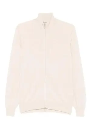 Brunello Cucinelli High Neck Zip-up Knitwear - White