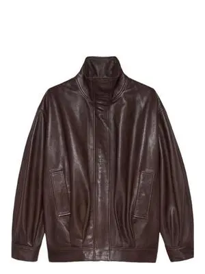 ARMA Paula High Neck Leather Jacket - Coffee Beans