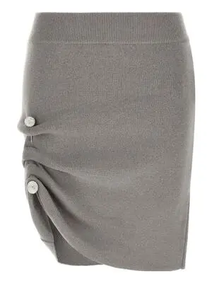 Giuseppe Di Morabito Draped Jewel-pin Knitted Skirt - Grey