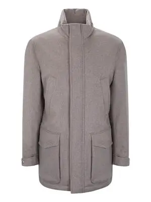 Brunello Cucinelli High-necked Long-sleeved Cotton Coat - Gray