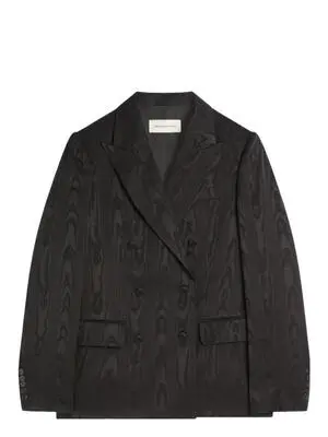 Dries Van Noten Double Breasted Moiré Blazer - Black