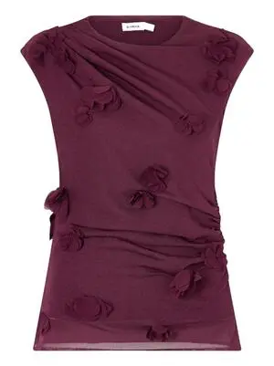 Simkhai Sleeveless 3d Floral Mesh Top - Red