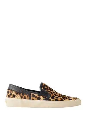 NILI LOTAN Nili Lotan Leopard Print Calf Hair Slip-On Sneakers