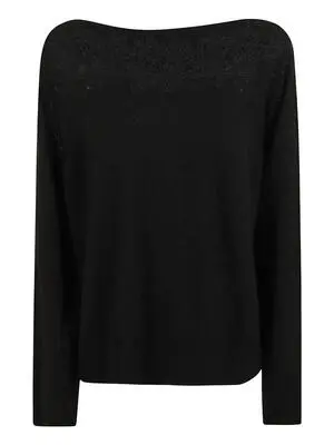 Ermanno Scervino Lace Trim Boat Neck Knitted Sweater - Black