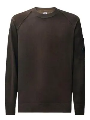 C.P. COMPANY Merino Wool Re-colour Lens Crewneck Sweater - Brown