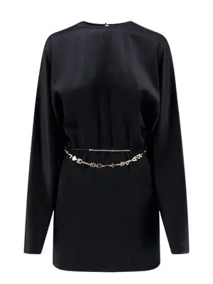 Saint Laurent Chain-link Open Back Crewneck Dress - No