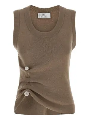 Giuseppe Di Morabito Crystal-embellished Draped Ribbed Knit Top - Beige