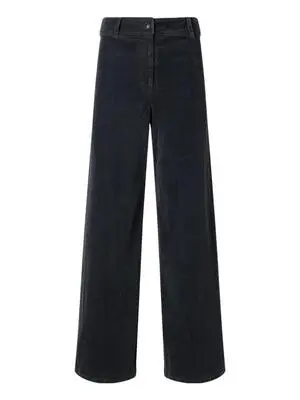 NILI LOTAN High Waist Corduroy Wide Leg Pants - Black