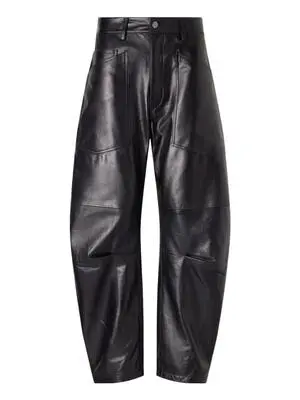NILI LOTAN Casual Leather Pants - Black
