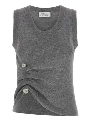 Giuseppe Di Morabito Crystal-embellished Draped Ribbed Top - Grey