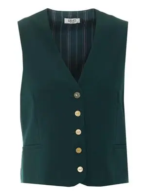 Liu Jo Buttoned V-neck Sleeveless Blazer - Green