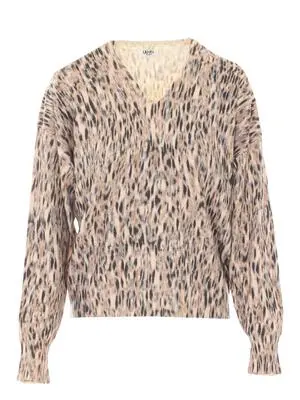 Liu Jo V-neck Printed Knitted Sweater - Nude
