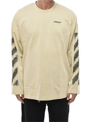 Off-White Logo-embroidered Long-sleeved T-shirt - Beige