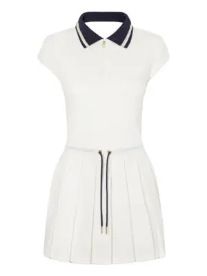 Varley Pleated Pointelle-jersey Dress - White