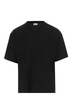 Saint Laurent Logo Embroidered Crewneck T-shirt - Black