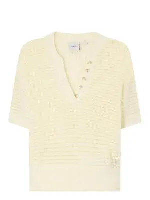 VARLEY Varley Open-Knit Cotton Top With V-Neck