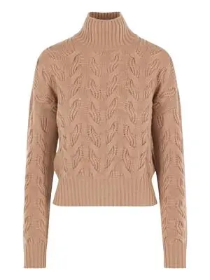 Max Mara Max Mara Studio Mstcosmo Turtleneck Knitted Jumper Beige
