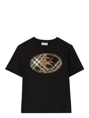 Burberry Check Knight Stamp Cotton T-shirt - Black