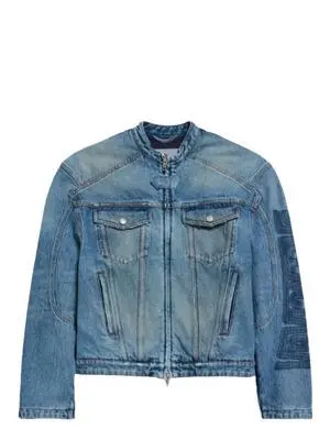 Balenciaga Squeeze Denim Motorcycle Jacket - Dark Blue