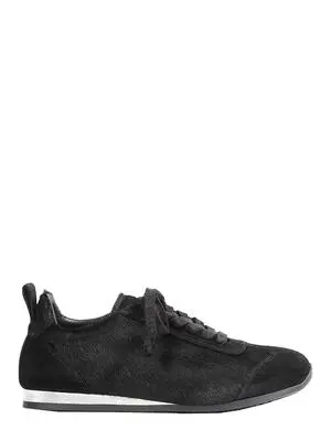 UMA WANG Calf Hair And Suede Lace-up Sneakers - Black