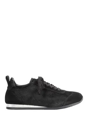 UMA WANG Calf Hair And Suede Lace-up Low-top Sneakers - Black