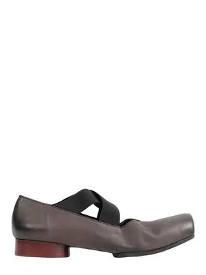 UMA WANG Calfskin Ballerinas With Elastic Crisscross Strap - Brown