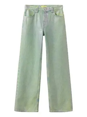 Mango Coated Wide Leg Jeans - Green