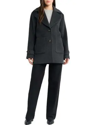 Bernardo Wool Blend Coat - Black