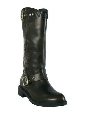 Ash Flax Moto Boot - Black Distressed