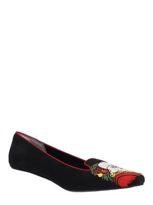 J. Reneé Suede Santa Embroidery Block Heel Pumps - Black