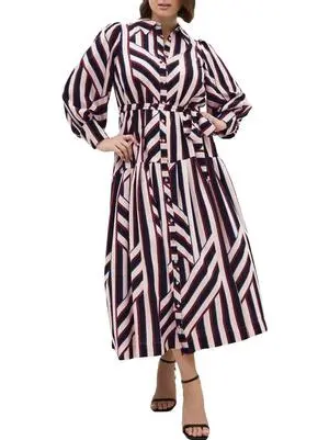 City Chic Long Sleeve Dress - Timeless Stripe