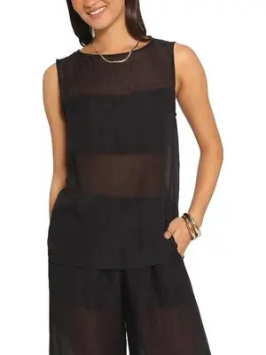 PETAL & PUP Vayla Paneled Sheer Top - Black