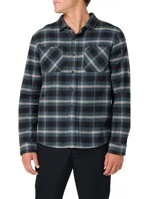 O'Neill Coastline Plaid Stretch Cotton Flannel Button-up Shirt - Black