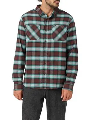 O'Neill Coastline Plaid Stretch Cotton Flannel Button-up Shirt - Chocolate