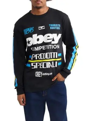 Obey Competition Graphic Long Sleeve T-shirt - Black